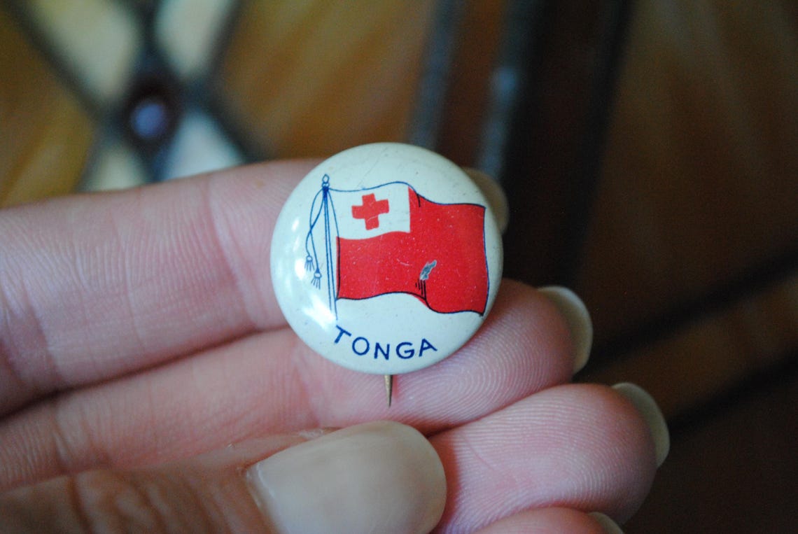 Vintage Tonga Flag Pin Back Button - Flags of the World Pinback - Lapel ...