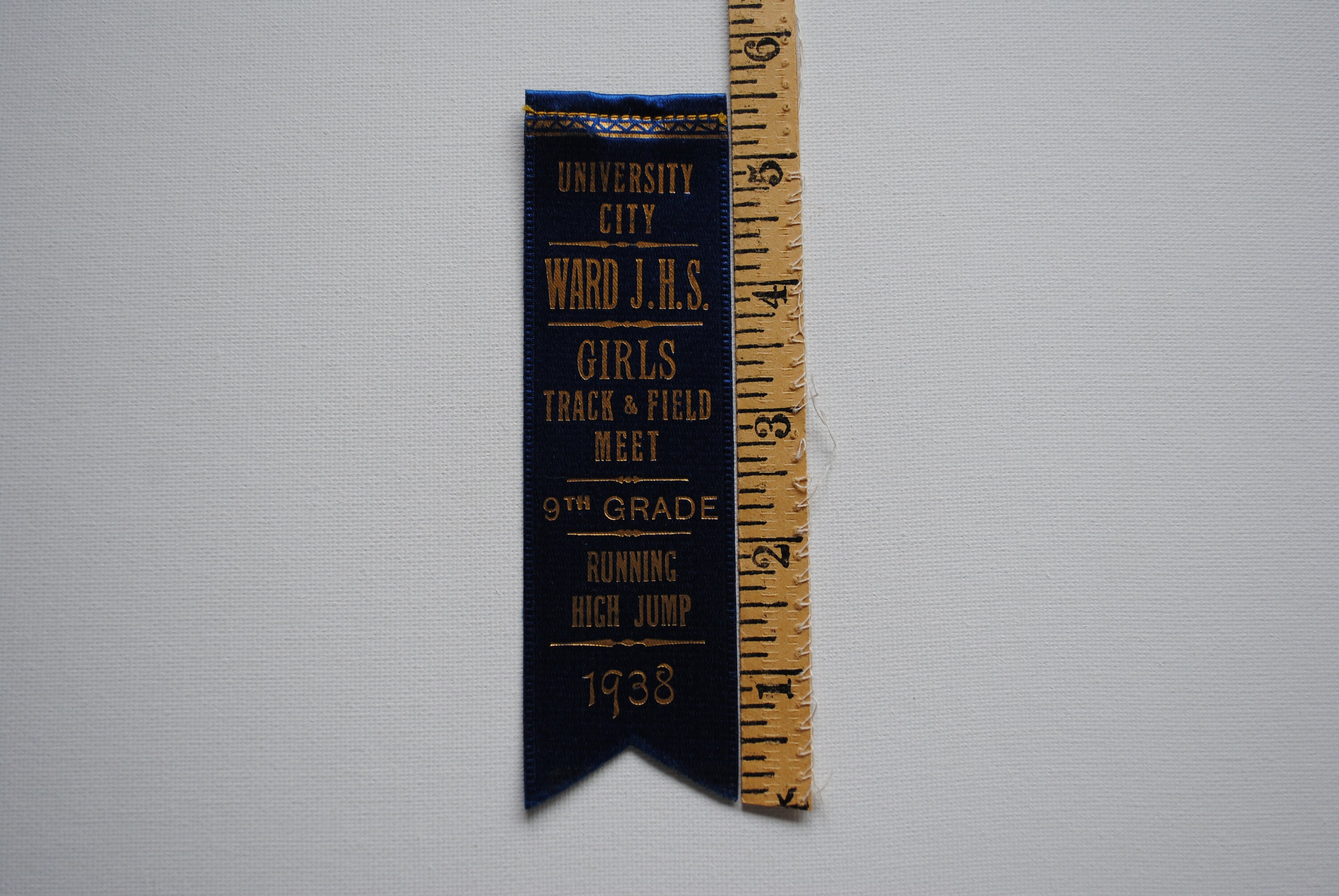 Vintage Running High Jump Blue Ribbon Pin - 1938 - University City Ward ...