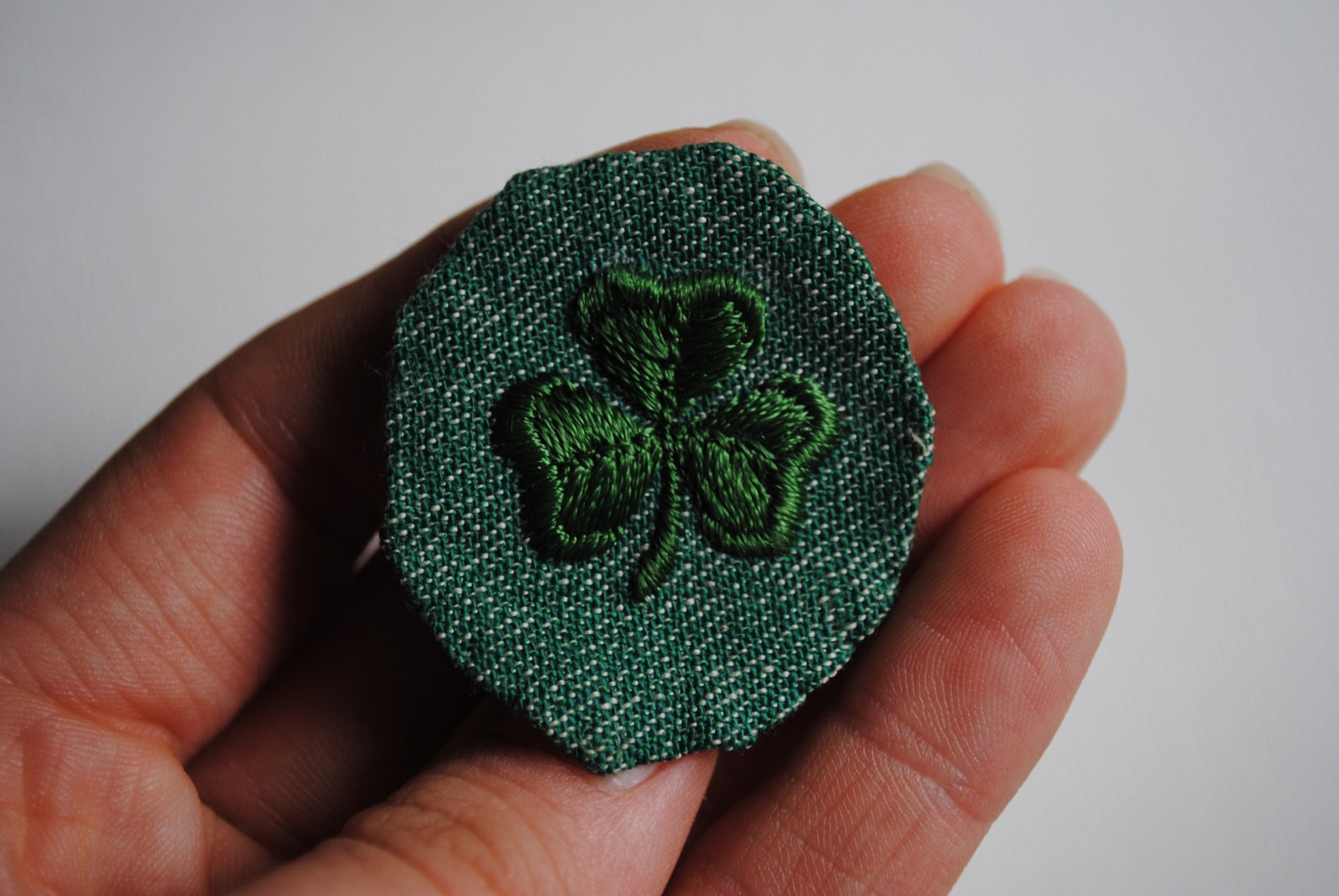 Vintage Girl Scouts Second Class Emblem - Clover - Silver Green Fabric ...