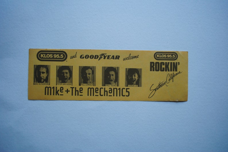 Vintage Mike + the Mechanics KLOS 95.5 Radio Concert Bumper Sticker ...