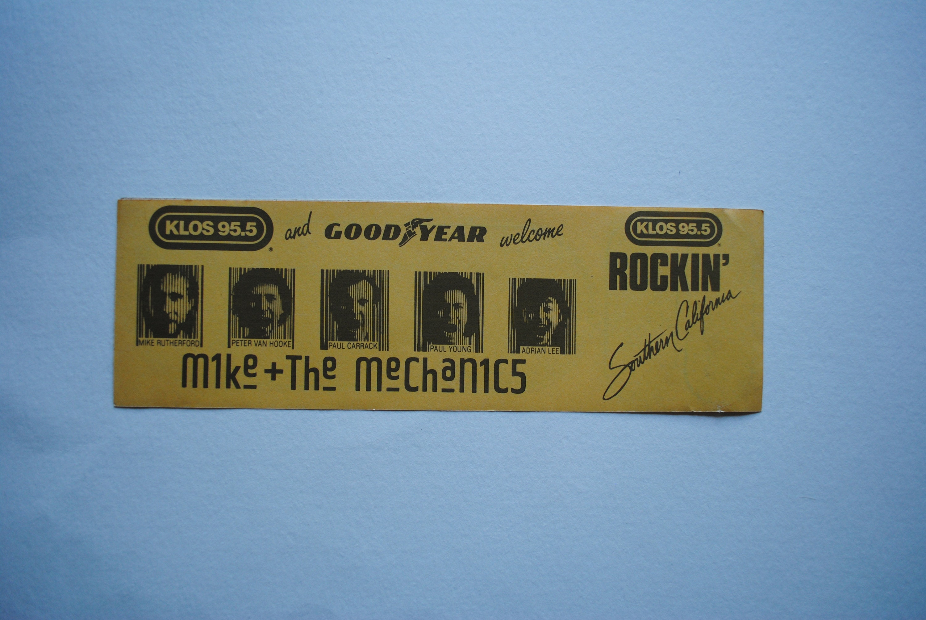 Vintage Mike + the Mechanics KLOS 95.5 Radio Concert Bumper Sticker ...