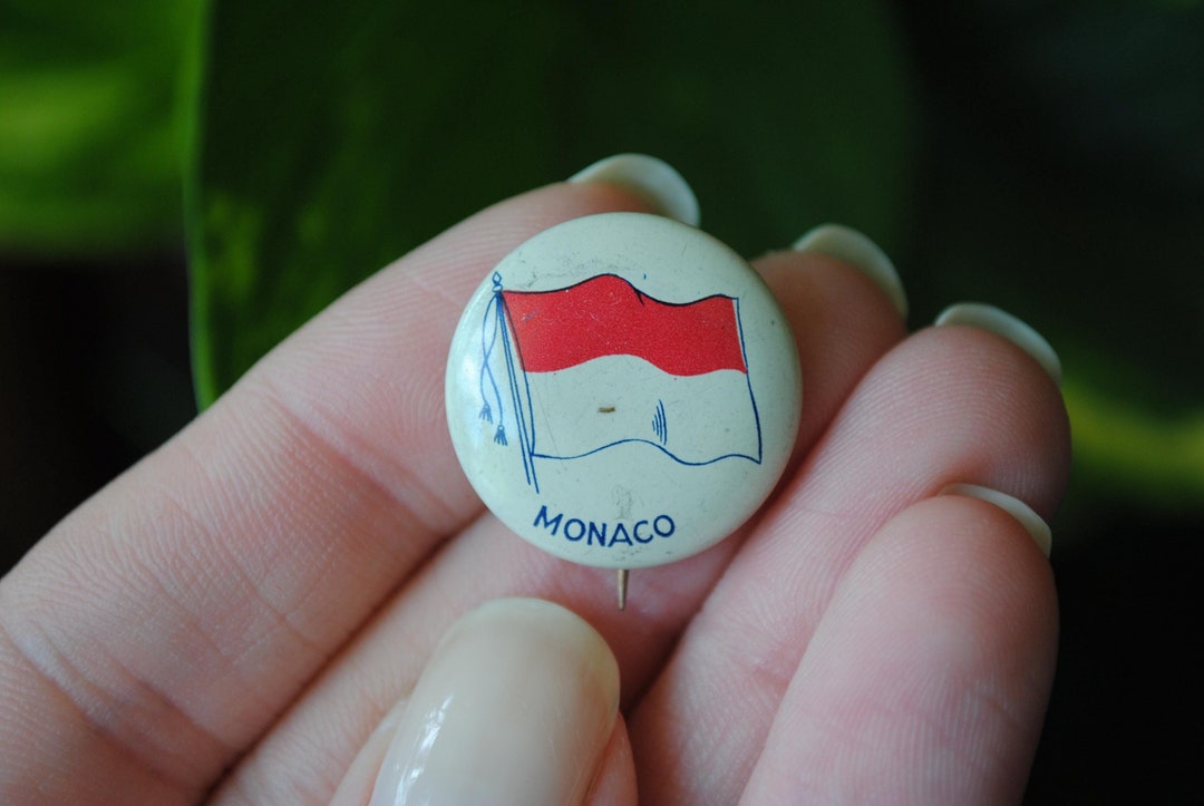 Vintage Monaco Flag Pin Back Button - Flags of the World Pinback ...