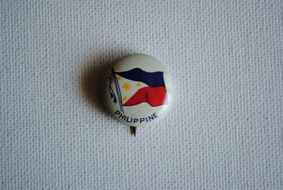 Vintage Philippine Flag Pin Back Button - Flags Of Th… - Gem