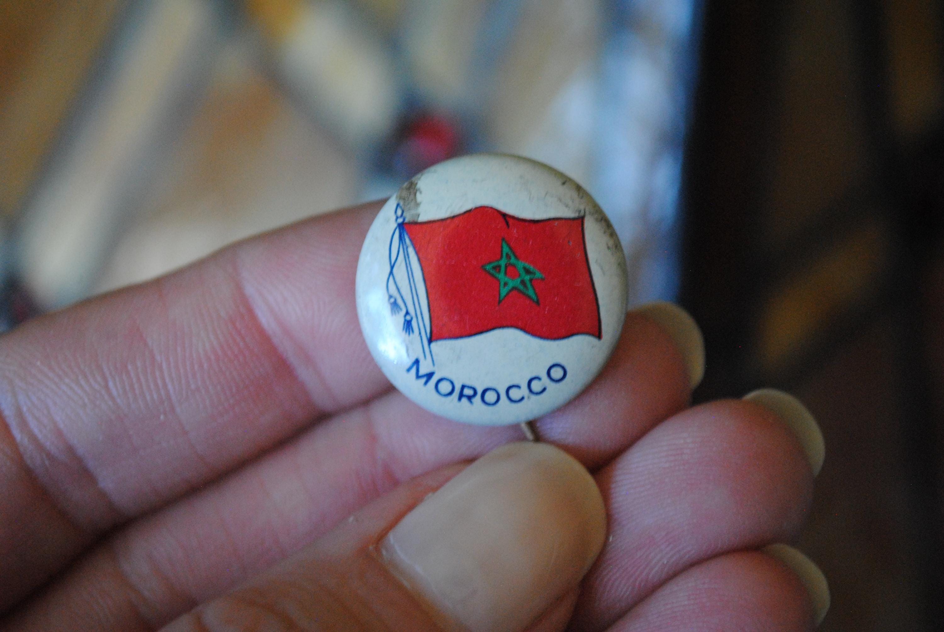 Vintage Morocco Flag Pin Back Button - Flags of the World Pinback ...