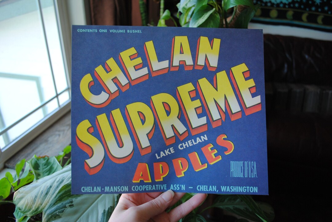 Vintage Chelan Supreme Lake Chelan Apples Fruit Box Label - Chelan ...