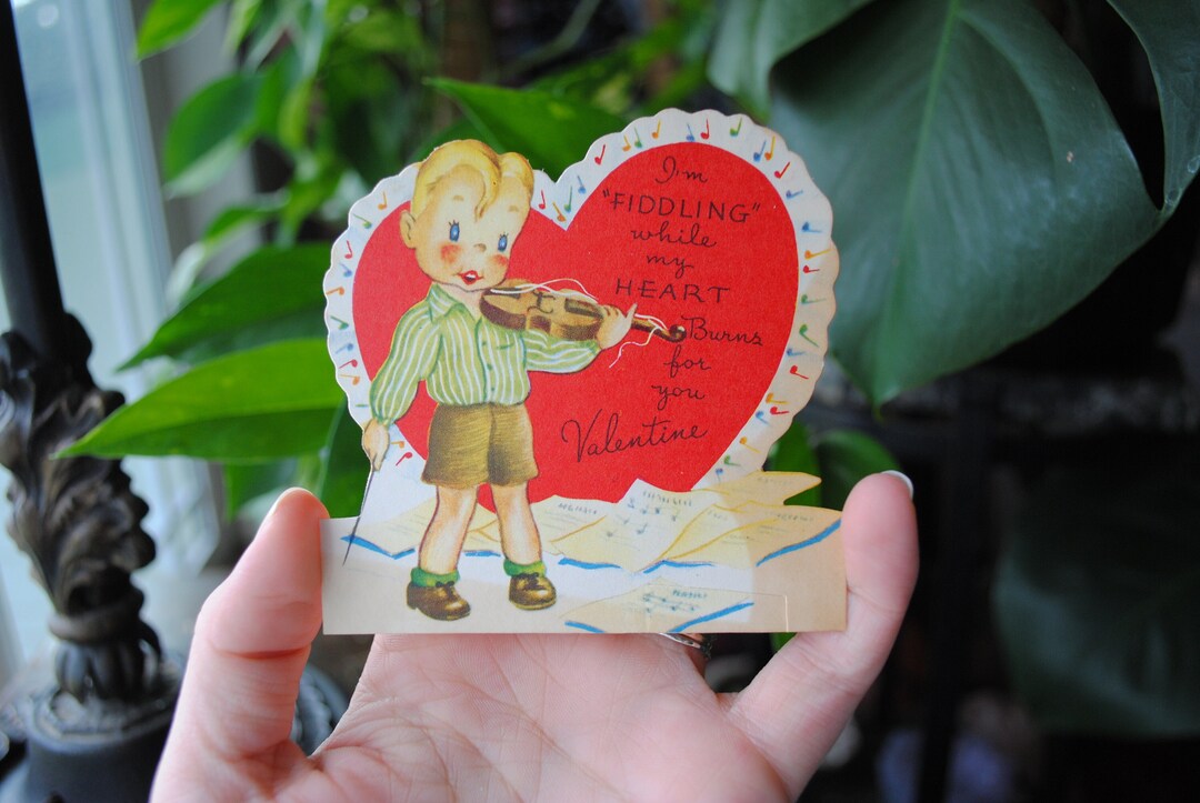 1940's I'm Fiddling While My Heart Burns for You Valentine Fiddler ...