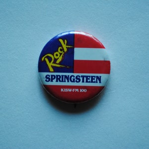 Vintage Bruce Springsteen KISW FM 100 Pin Back Button 1980's Rock ...