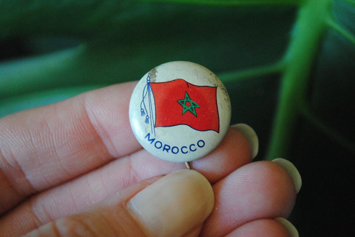 Vintage Morocco Flag Pin Back Button - Flags of the World Pinback ...