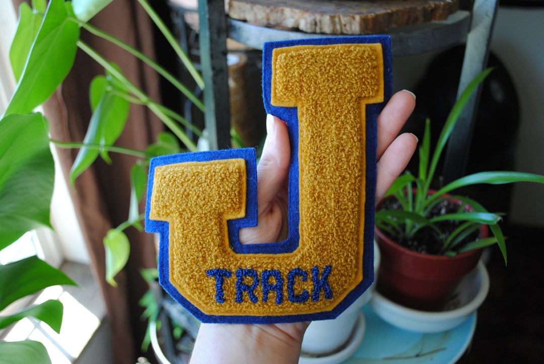 Vintage J Patch Letterman's Jacket Patch Track Blue and Gold Chenille ...