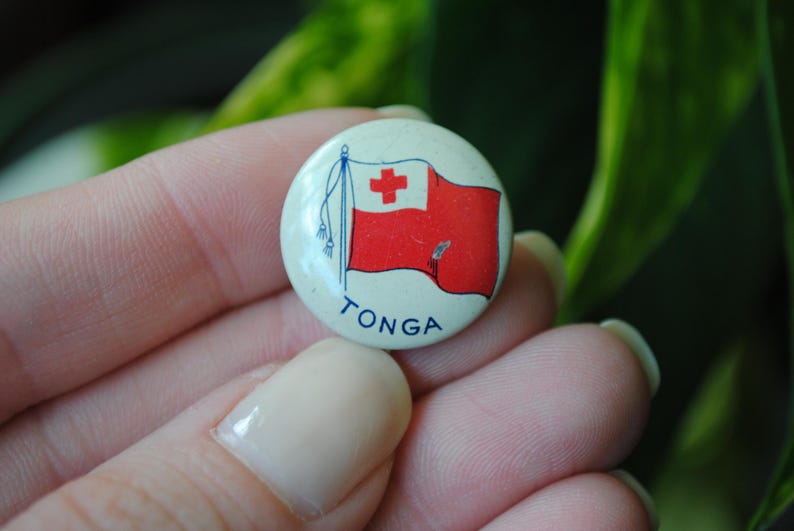 Vintage Tonga Flag Pin Back Button - Flags of the World Pinback - Lapel ...