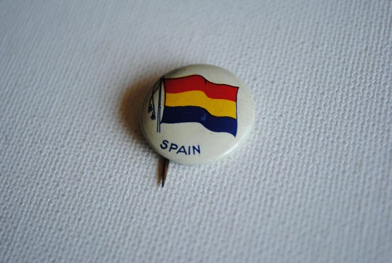 Vintage Spain Flag Pin Back Button - Flags Of The Wor… - Gem
