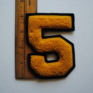 Vintage 5 Patch - Letterman's Jacket Patch - Black and Gold - Chenille ...