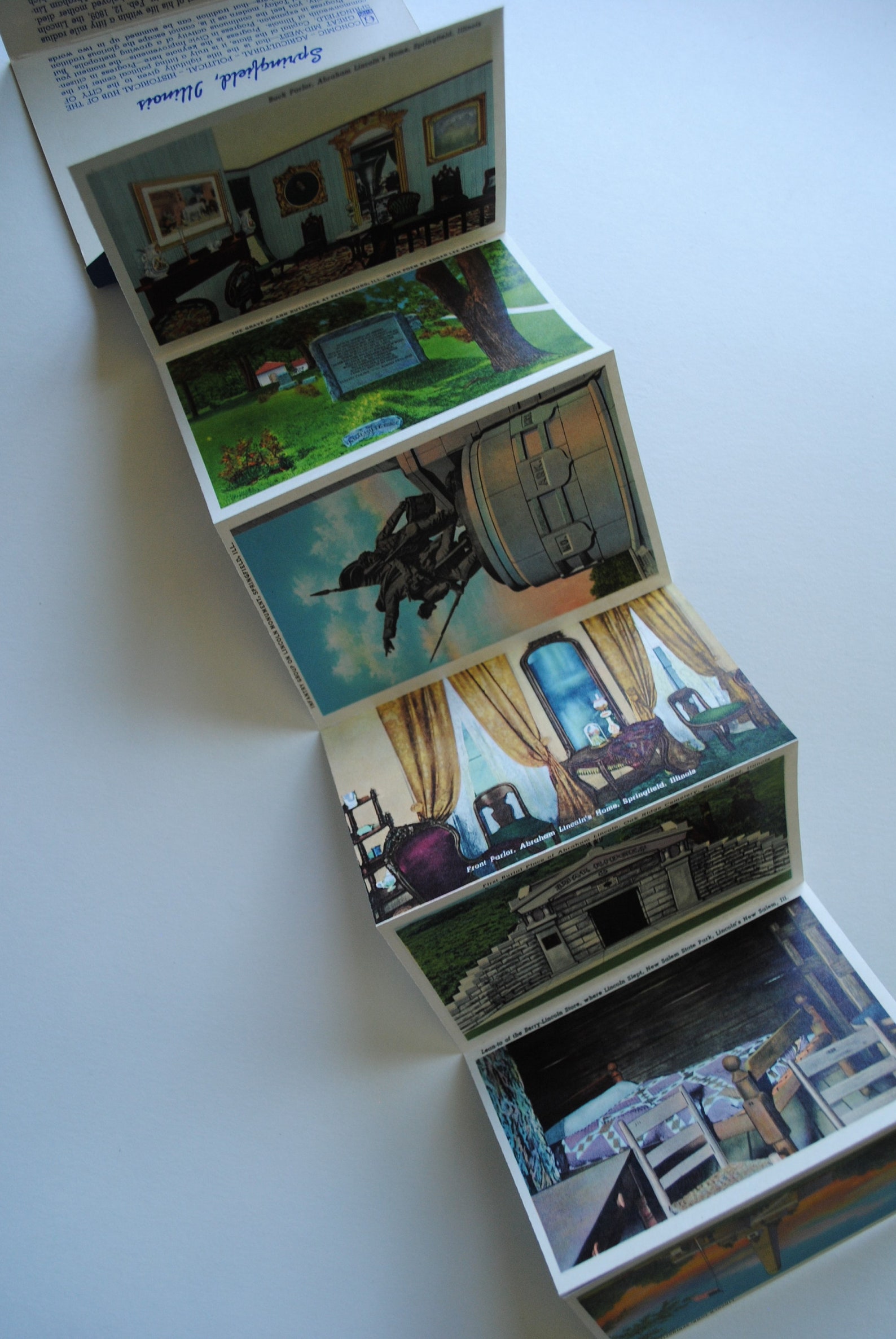 Vintage 1946 Historic Springfield Illinois Fold Out Postcard - Etsy