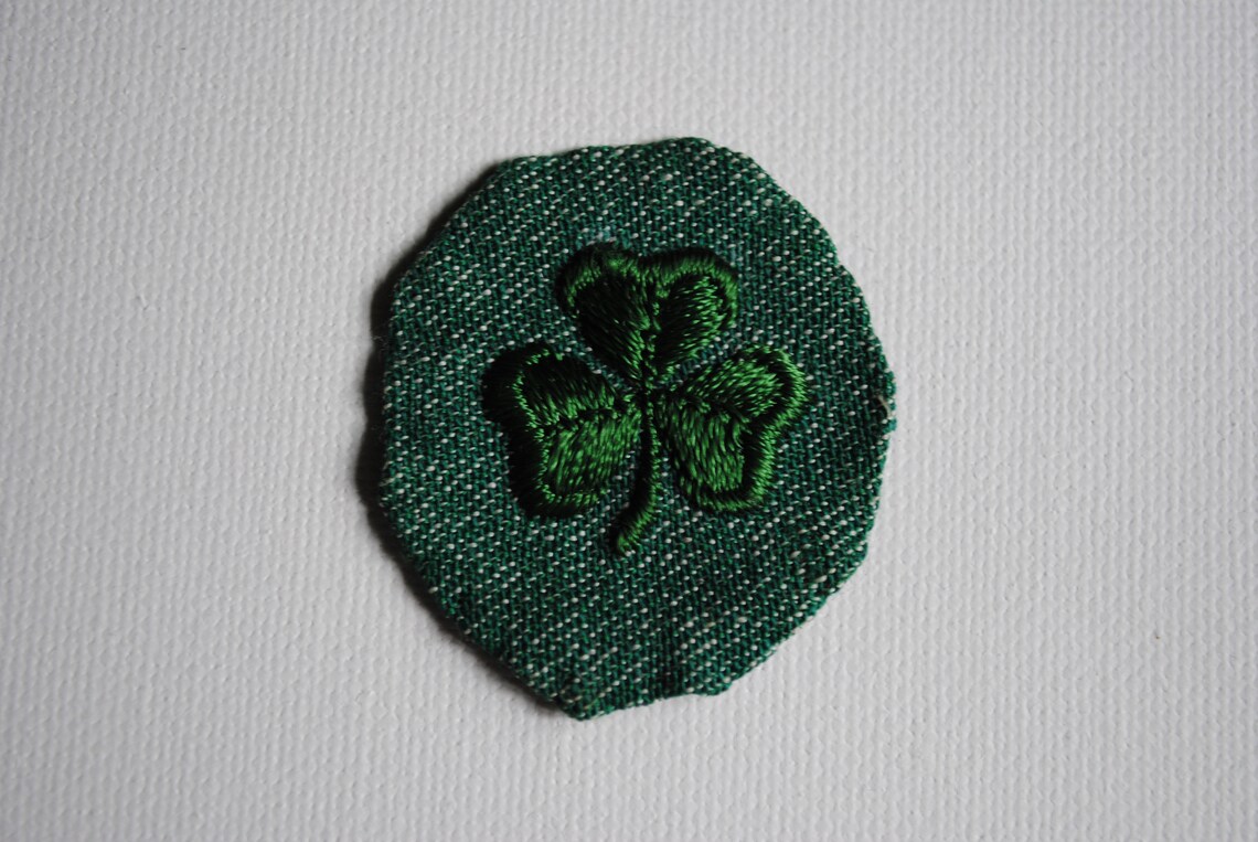 Vintage Girl Scouts Second Class Emblem - Clover - Silver Green Fabric ...