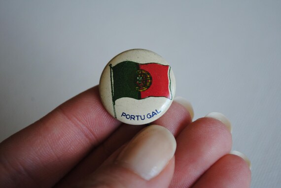 Vintage Portugal Flag Pin Back Button - Green Duck Co… - Gem