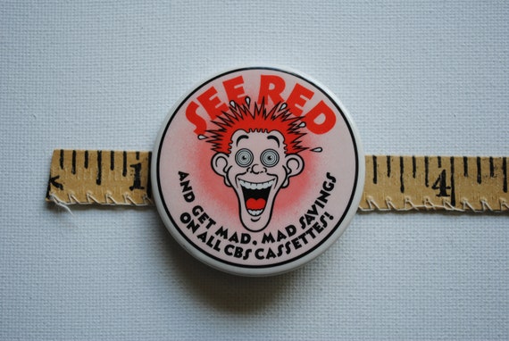 Vintage See Red Pin Back Button - And Get Mad Savings… - Gem