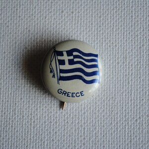 Vintage Greece Flag Pin Back Button - Flags of the World Pinback ...