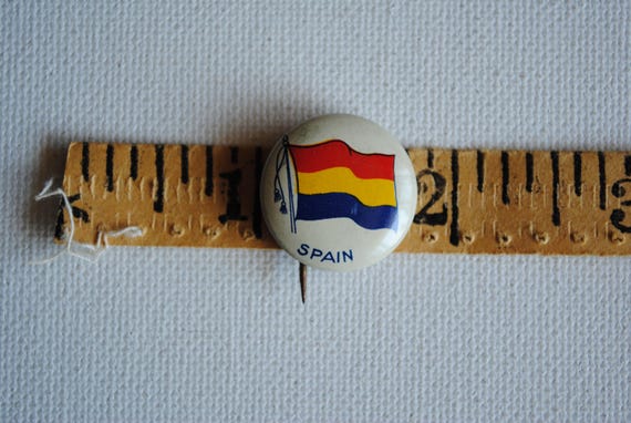 Vintage Spain Flag Pin Back Button - Flags Of The Wor… - Gem