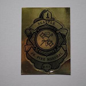 Vintage Seattle Junior Fire Marshal Sticker - Decal - Washington ...