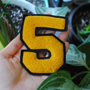 Vintage 5 Patch - Letterman's Jacket Patch - Black and Gold - Chenille ...