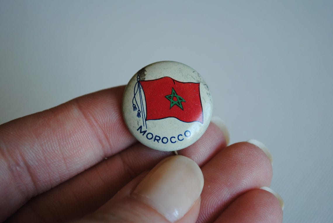 Vintage Morocco Flag Pin Back Button - Flags of the World Pinback ...