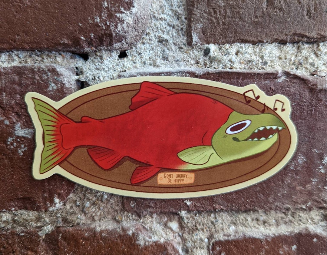 Singing Wall Salmon Vinyl Sticker Funny Fish - Etsy