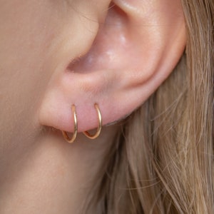 14k Gold Filled Double Pierced Ears Double Hoop Earrings | Earrings for ...