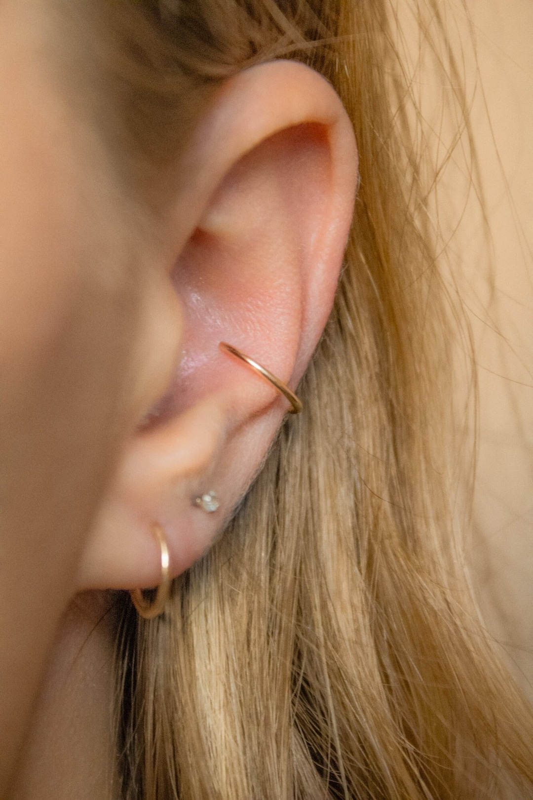 Gold Conch Hoop Earring | 14k Gold Filled Conch Ring | Small Hoops for Conch Piercing | Conch ...
