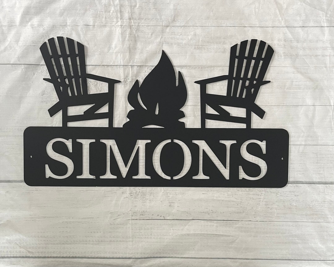 Custom Metal Monogram Sign: Muskoka Chair & Firepit Decor - Etsy