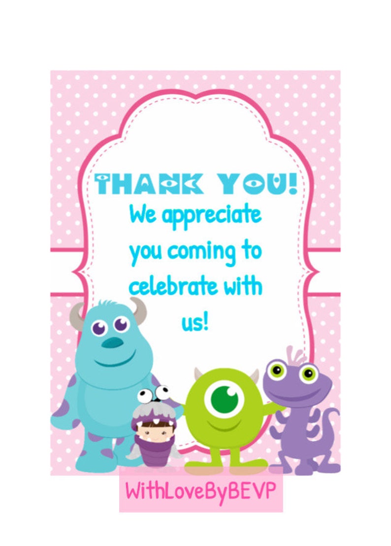 Monsters Inc. Thank You Cards - Etsy