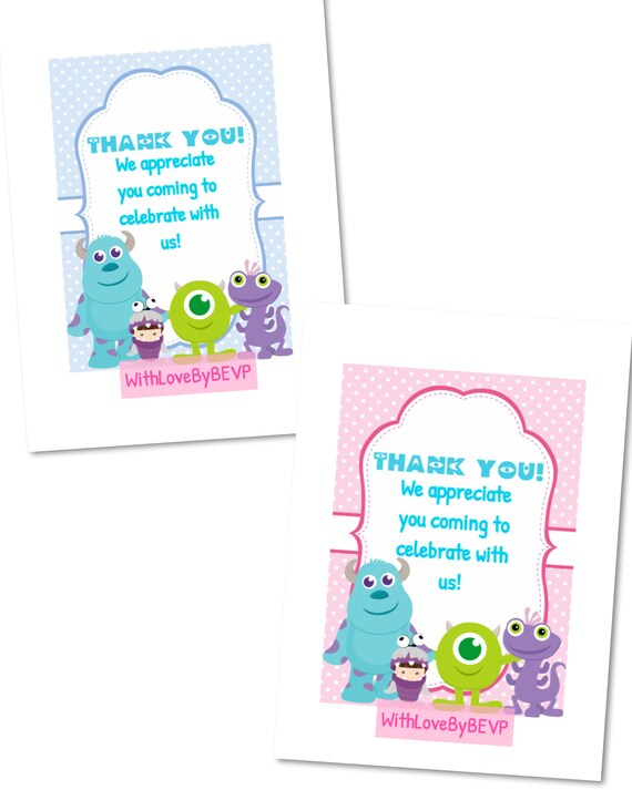 Monsters Inc. Thank You Cards - Etsy