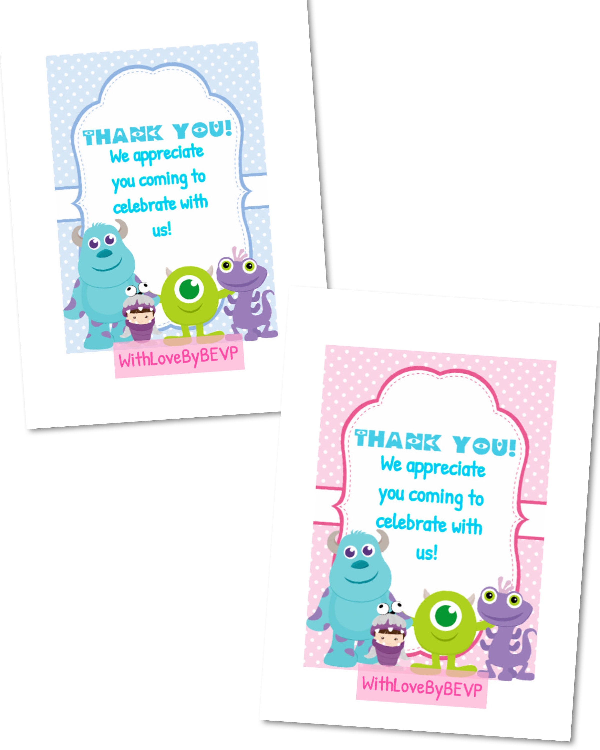 Monsters Inc. Thank You Cards - Etsy