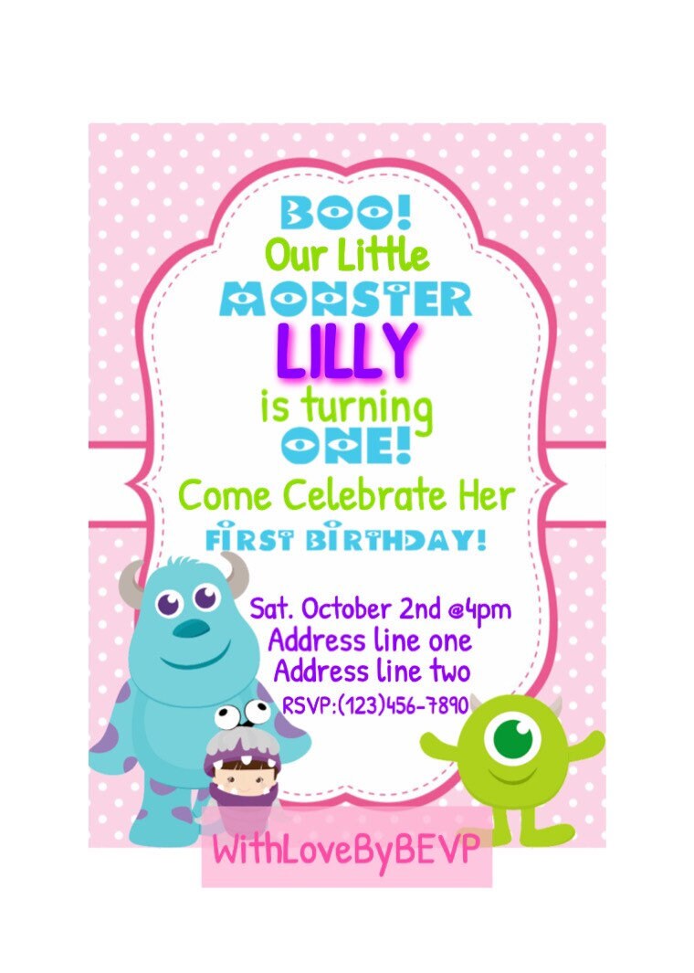 Monsters Inc. Birthday Invite - Etsy