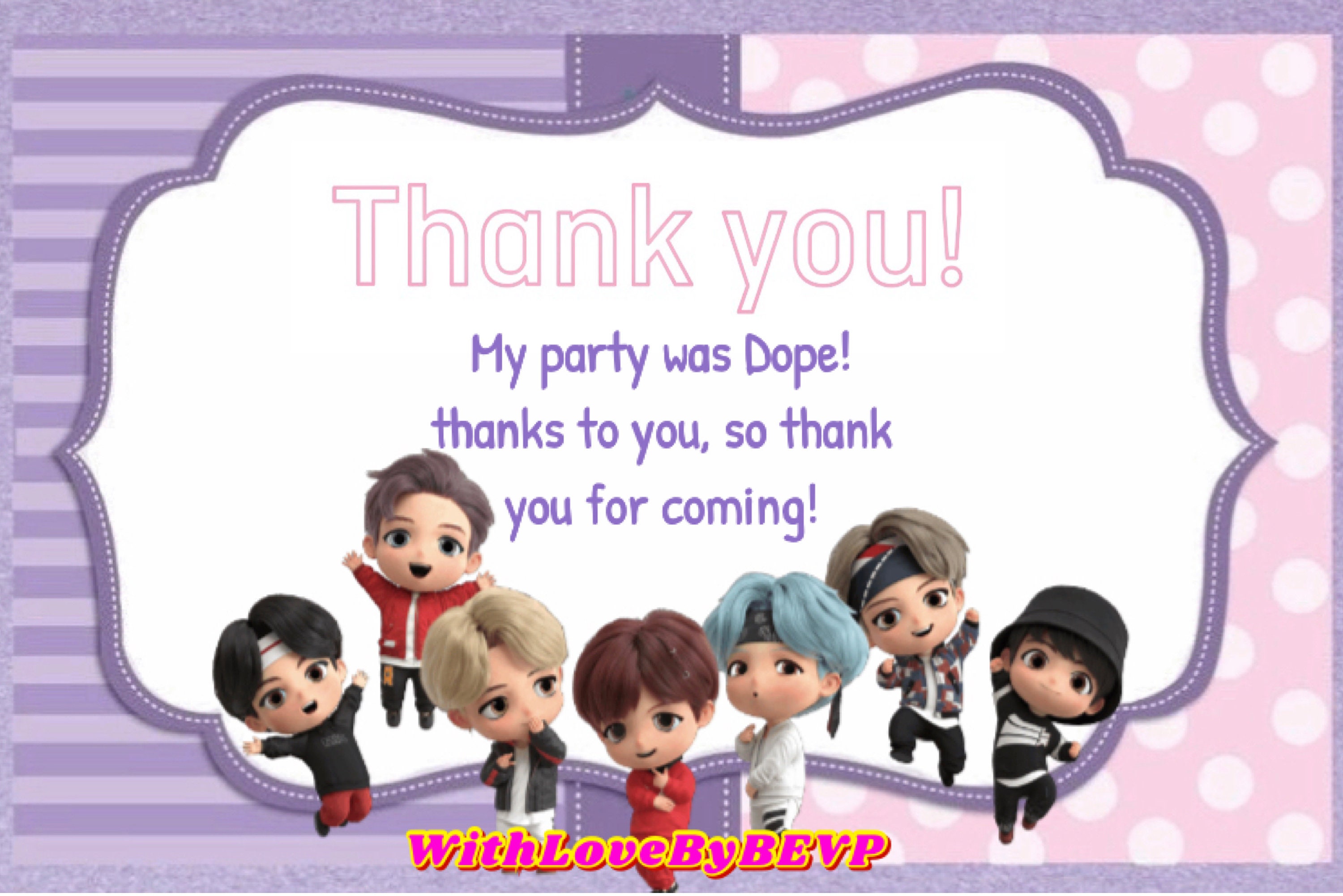 BTS Party Thank You Card - Etsy
