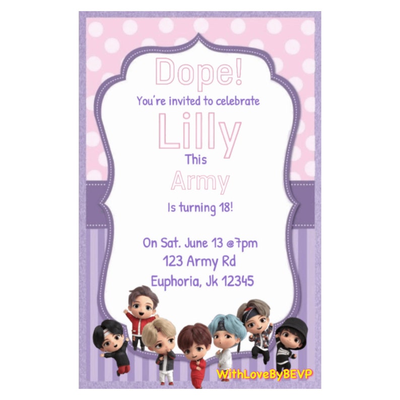 BTS Party Invite - Etsy