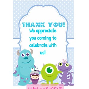 Monsters Inc. Thank You Cards - Etsy