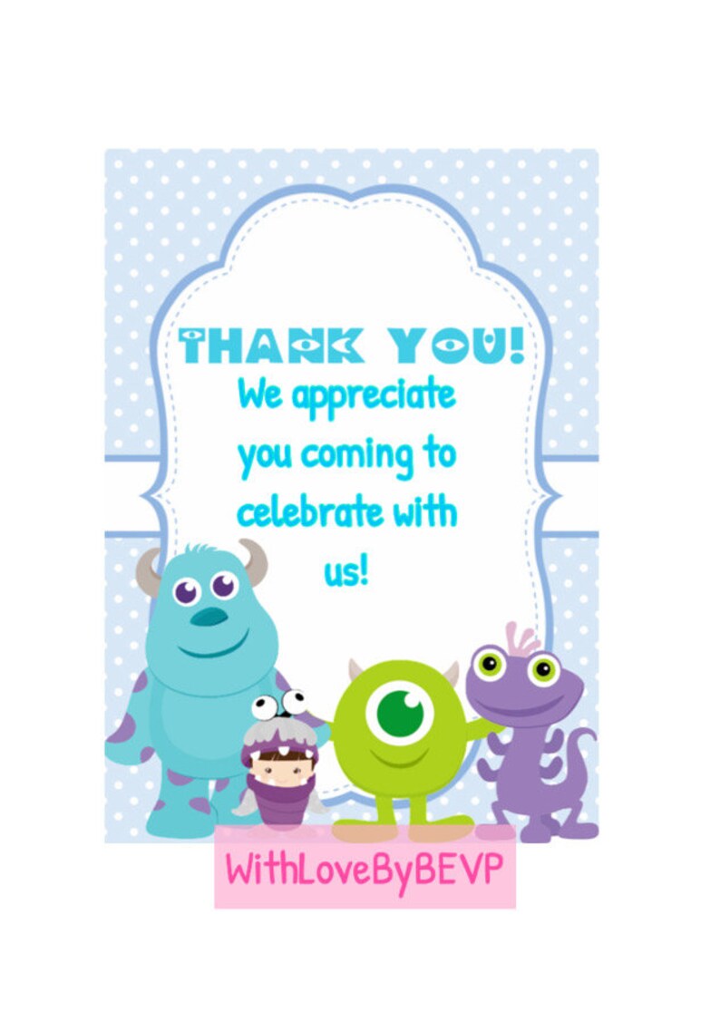 Monsters Inc. Thank You Cards - Etsy