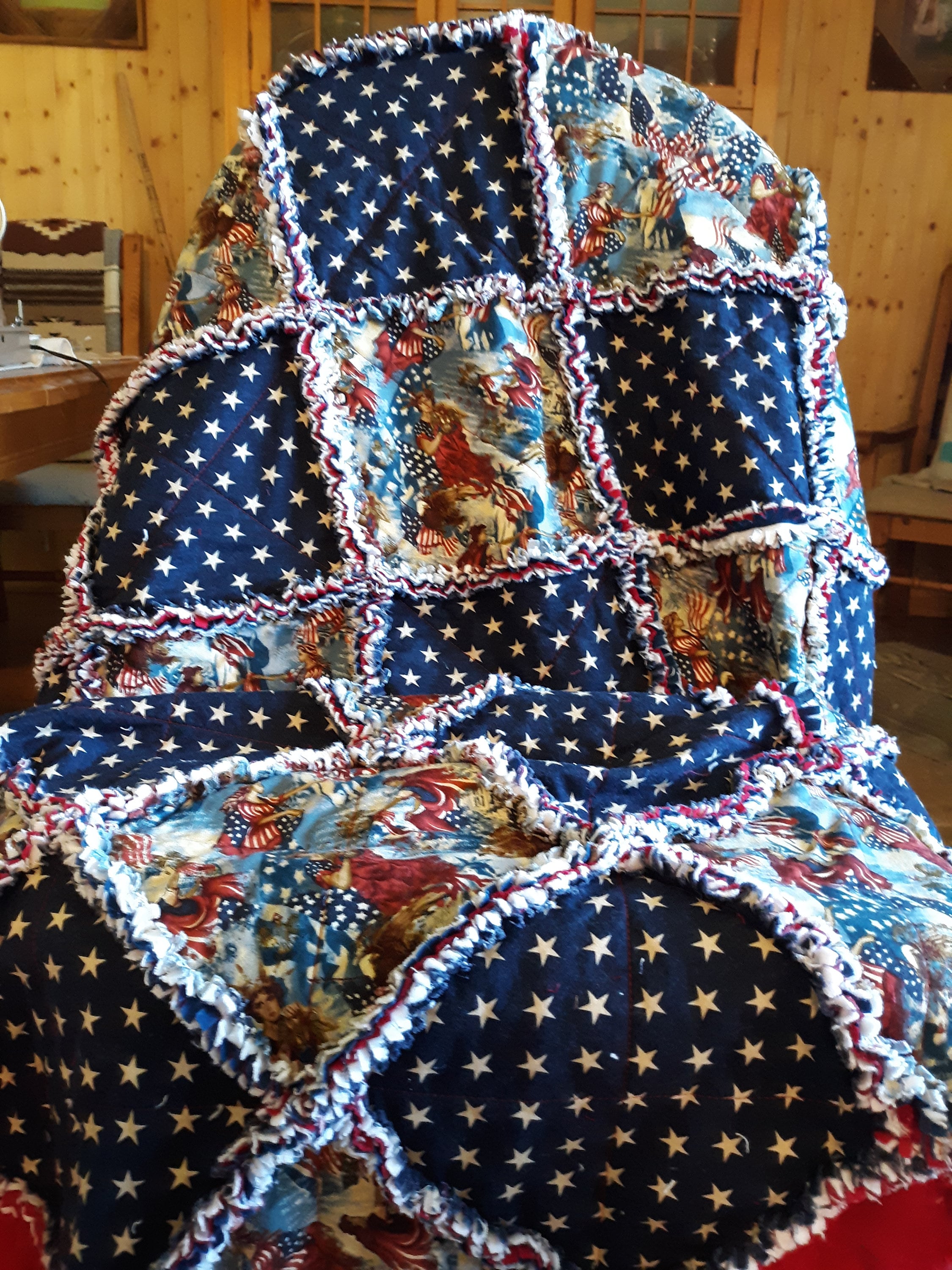 Rag Quilt Lady Liberty Red, White and Blue - Etsy