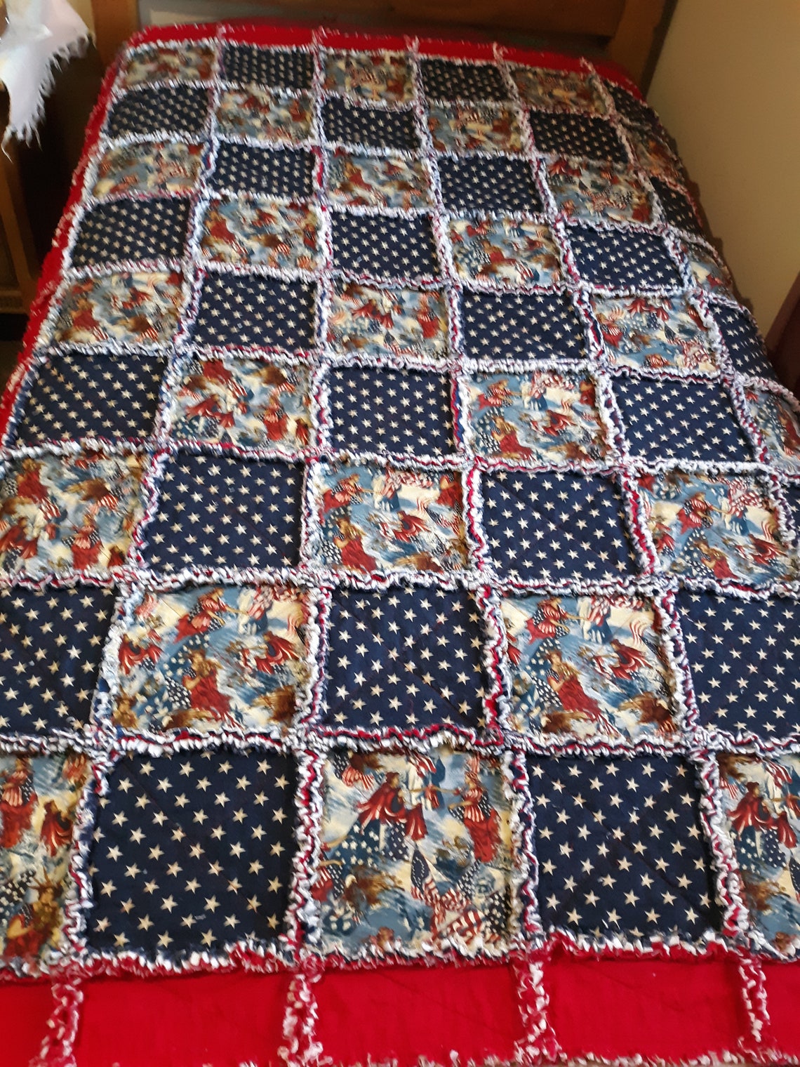 Rag Quilt Lady Liberty Red, White and Blue - Etsy