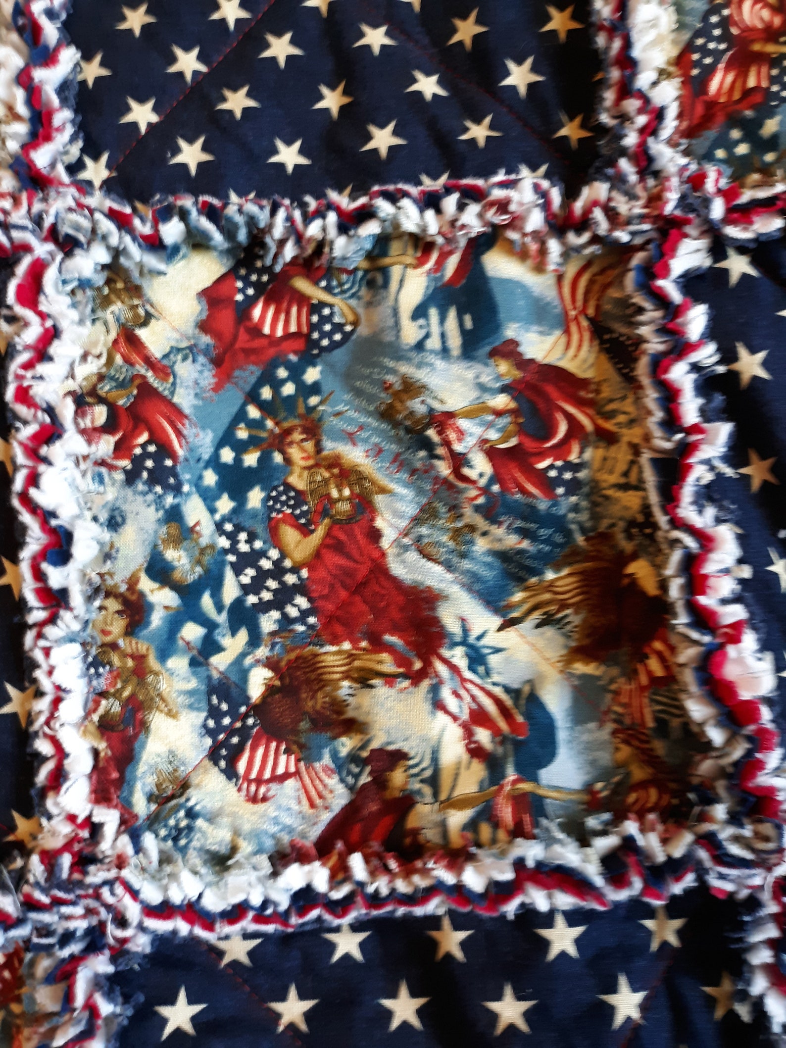 Rag Quilt Lady Liberty Red, White and Blue - Etsy