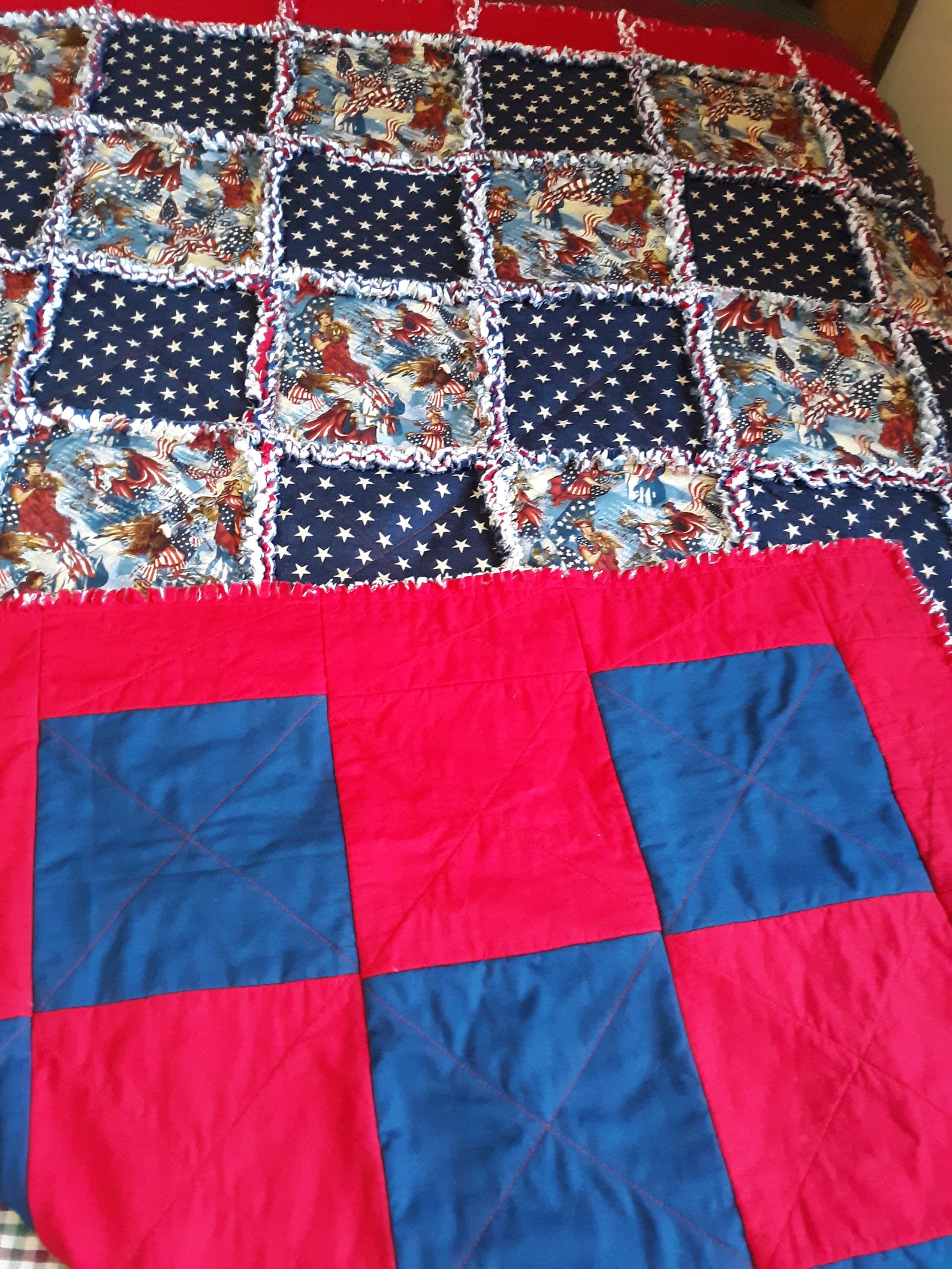 Rag Quilt Lady Liberty Red, White and Blue - Etsy