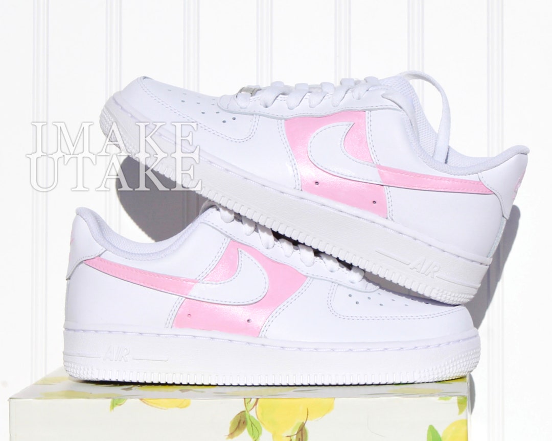Light Pink Check Colorblock Air Force 1 Handpainted Custom - Etsy