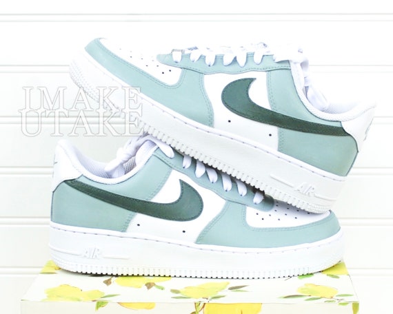 Sage Green Colorblock Air Force 1 Handpainted Custom Design - Etsy