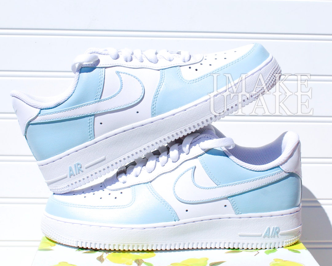 Light Blue Colorblock Air Force 1 Handpainted Colorblock - Etsy