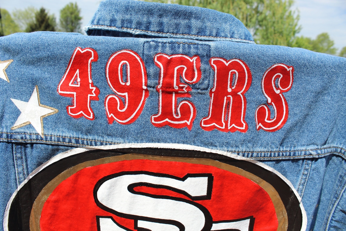 Custom NFL Denim Jacket Sports Design Cropped Jean Jacket | Etsy