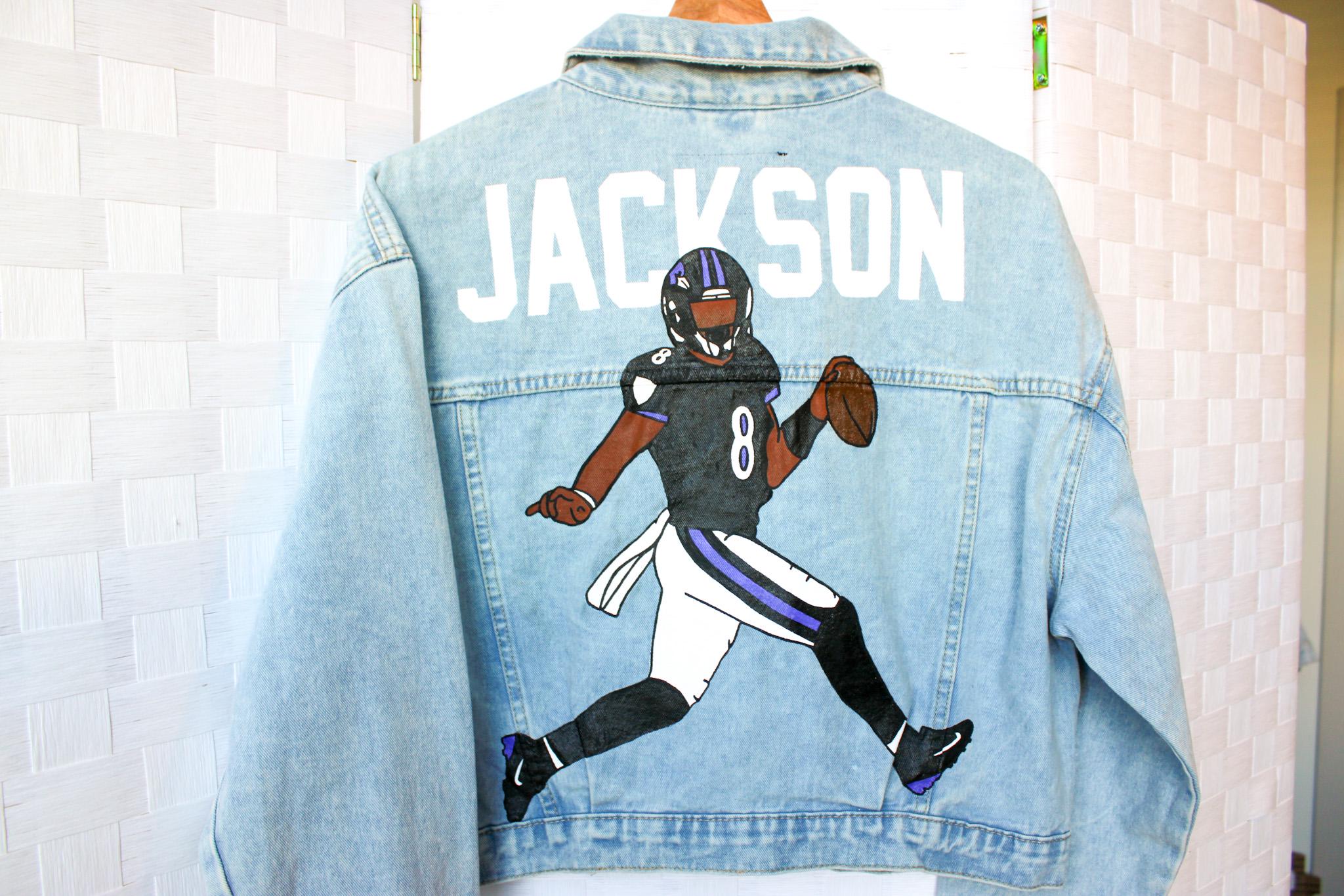 Football Denim Jacket | Handpainted | Custom - Etsy