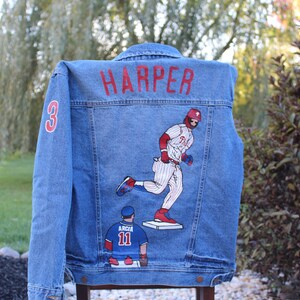 Baseball Player Denim Jacket | Handpainted | Custom - Etsy