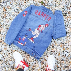 Baseball Player Denim Jacket | Handpainted | Custom - Etsy
