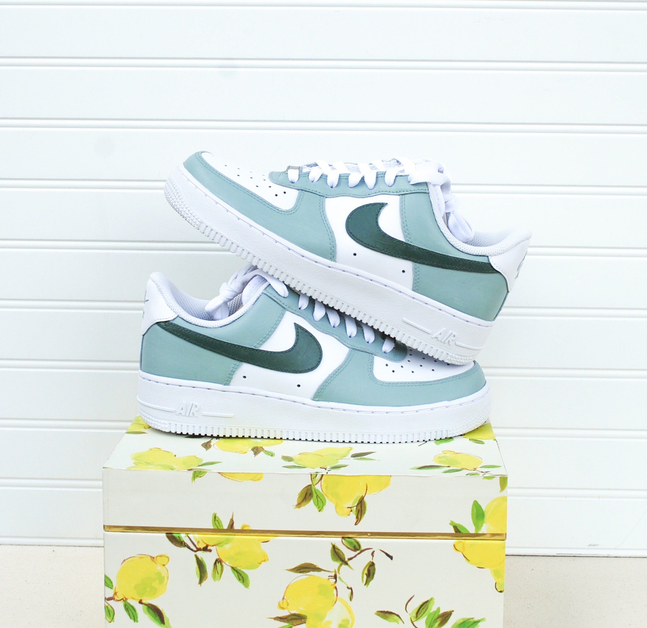 Sage Green Colorblock Air Force 1 Handpainted Custom Design | Etsy