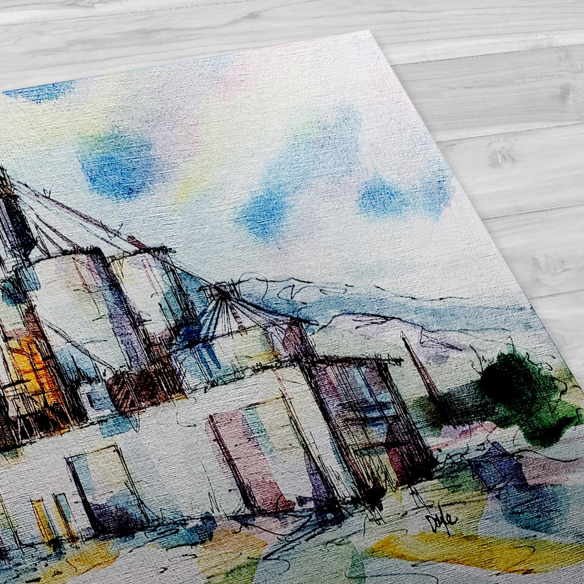 Old Factory Watercolor Art Print Old Factory Painting - Etsy